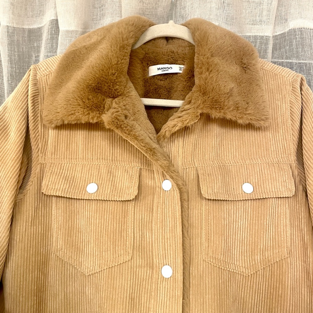 Mango Cord & Faux Fur Trucker Jacket - Gem